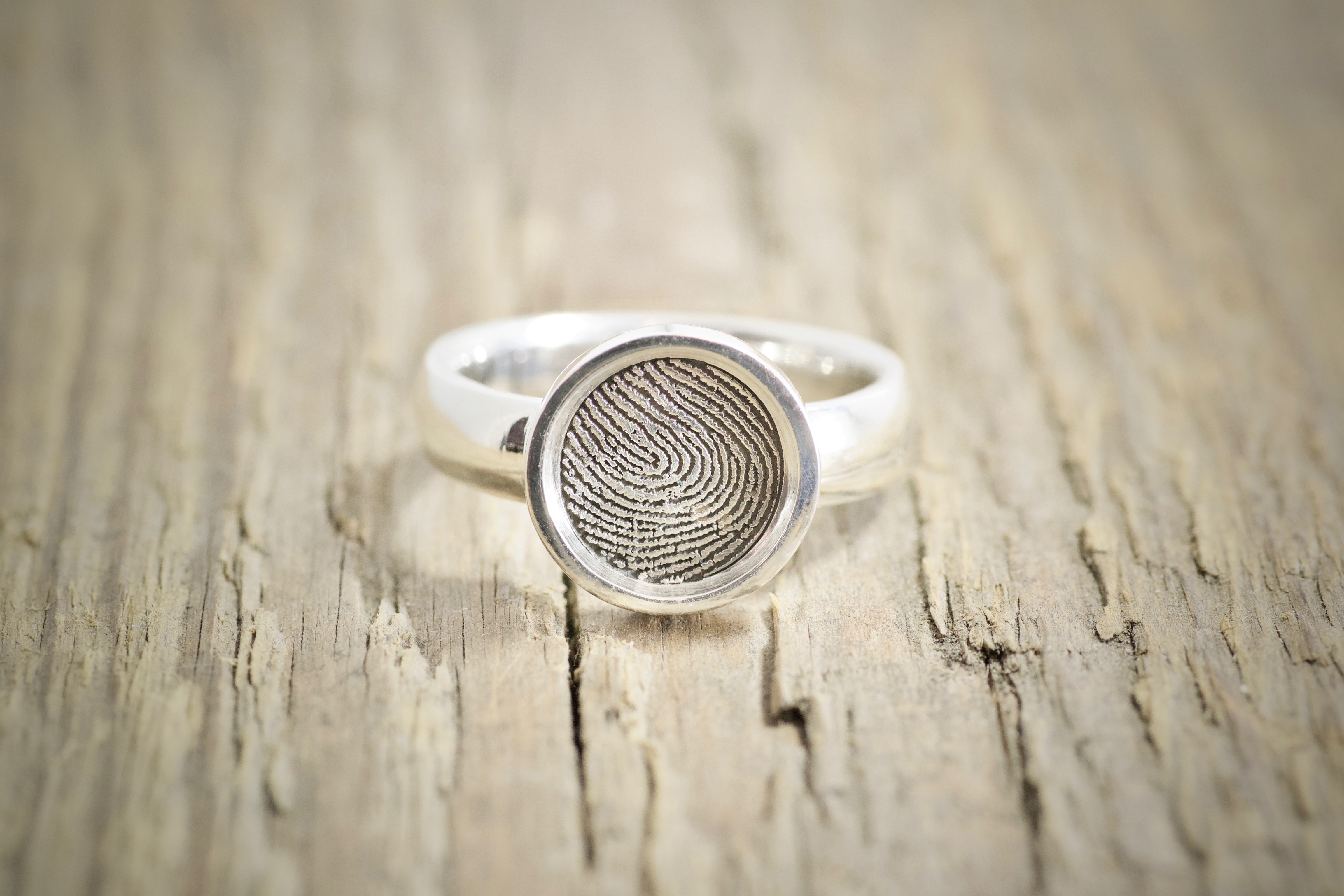 Sterling Silver Custom Signet Ring - Brent&Jess Fingerprint jewelry