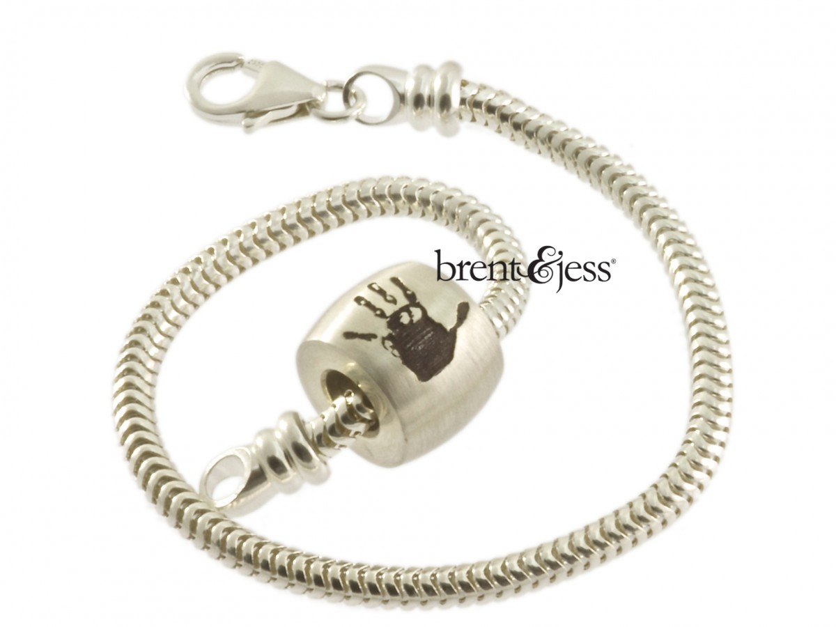 Sterling Silver Small Bead With Child Hand Print - Brent&Jess ...